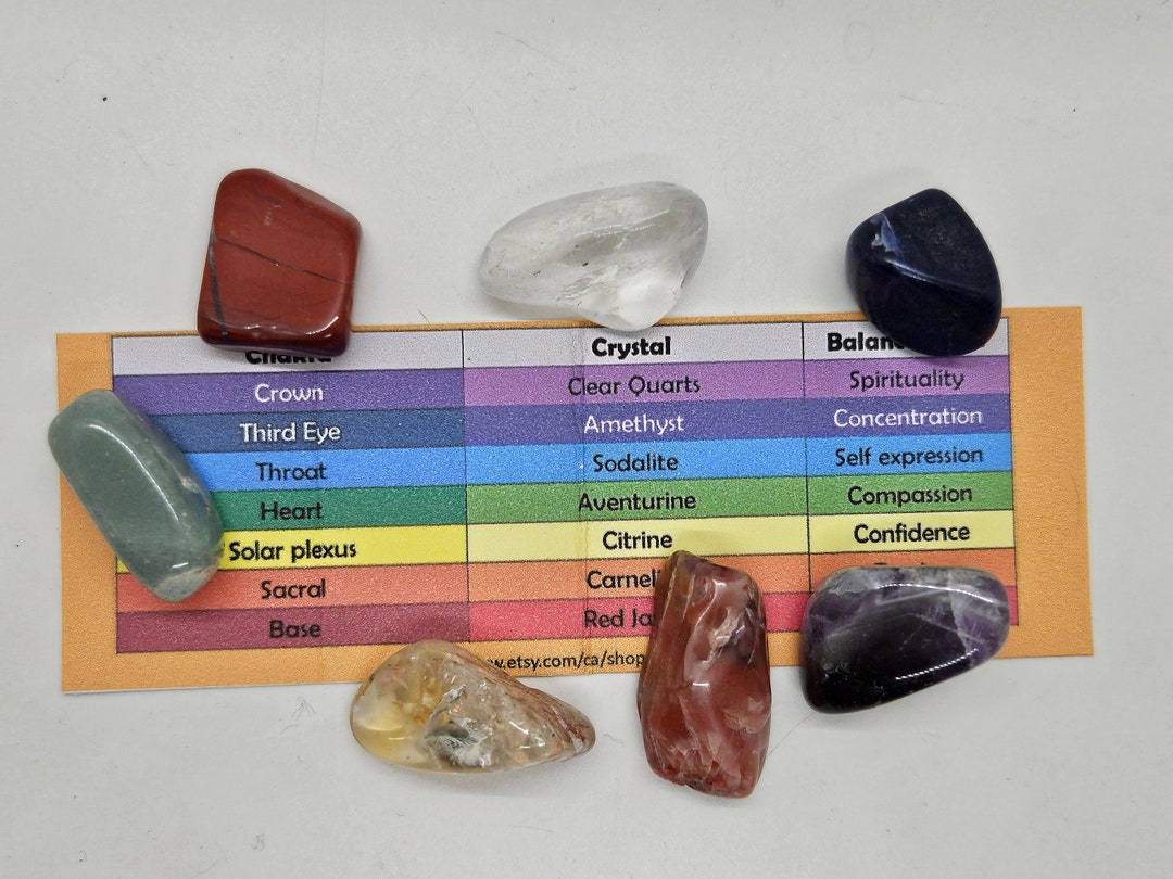 7 polished Chakra Crystal Stones Kit, for Healing, Chakra Boards, and ...
