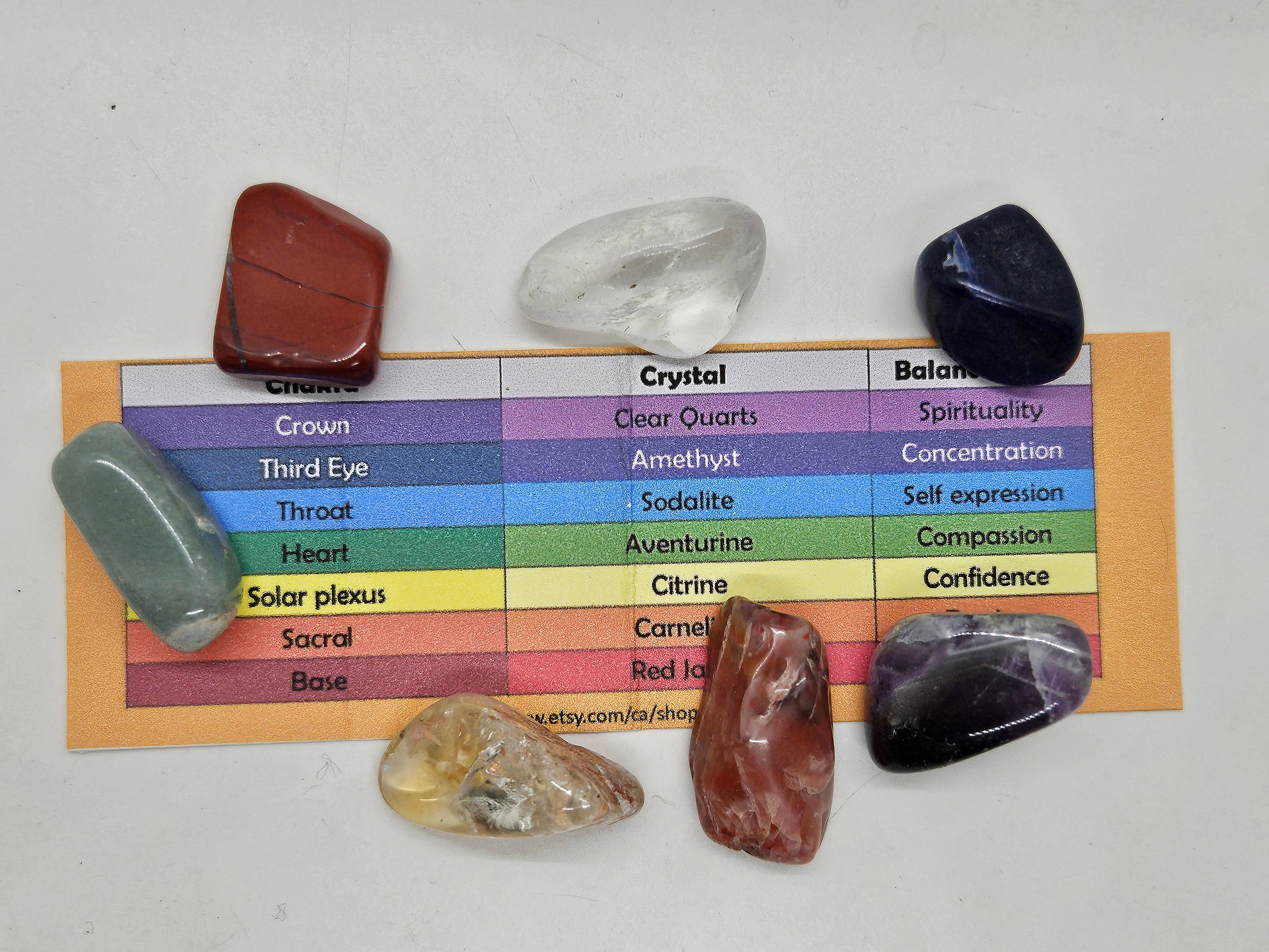 7 polished Chakra Crystal Stones Kit, for Healing, Chakra Boards, and ...