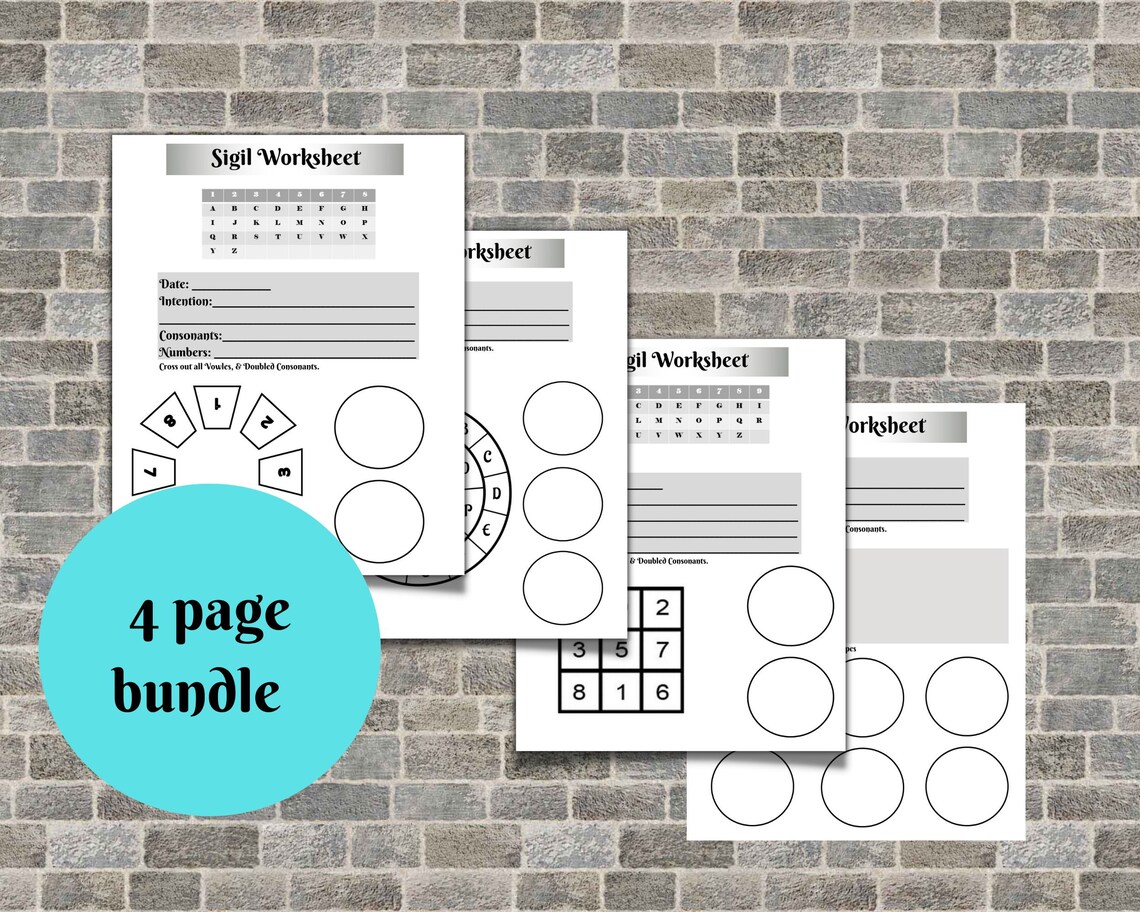 4 Page Sigil Spell Sheet, Sigil Maker, Sheet, Planner. 1 Print of Each ...