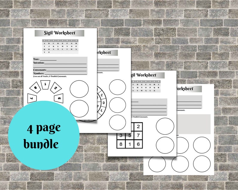 4 Page Sigil Spell Sheet, Sigil Maker, Sheet, Planner. 1 Print of Each ...