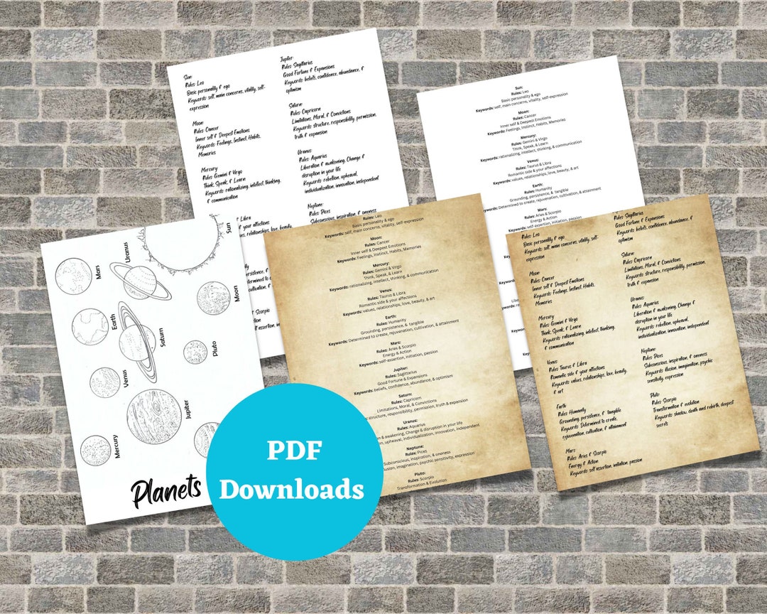 Astrology Planet Correspondences Chart: Bos/grimoire Printable (PDF ...
