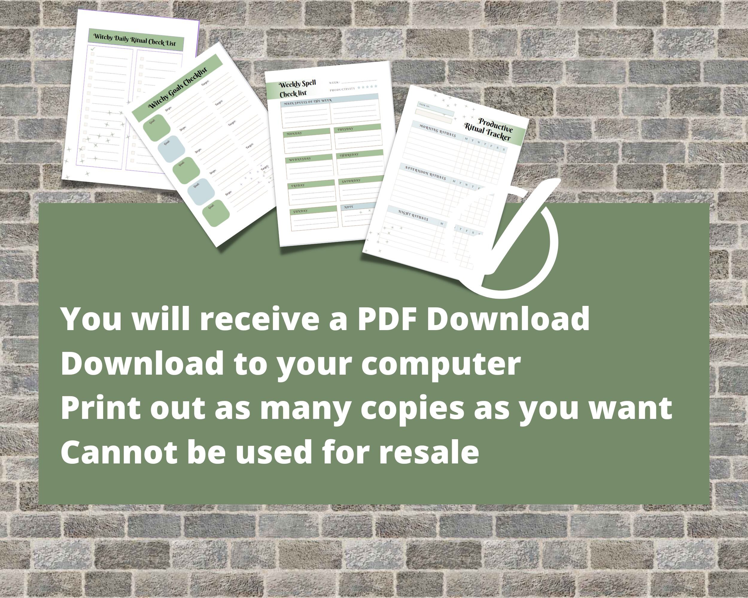 4 Page witchy Daily Ritual Checklist Habbit Tracker Weekly - Etsy