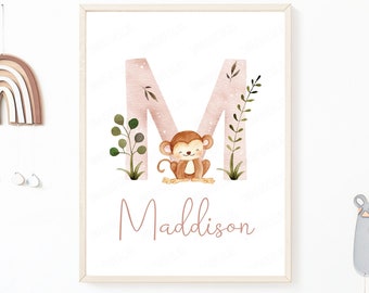 Personalised Name Print Zoo Jungle Animals Nursery - Etsy UK