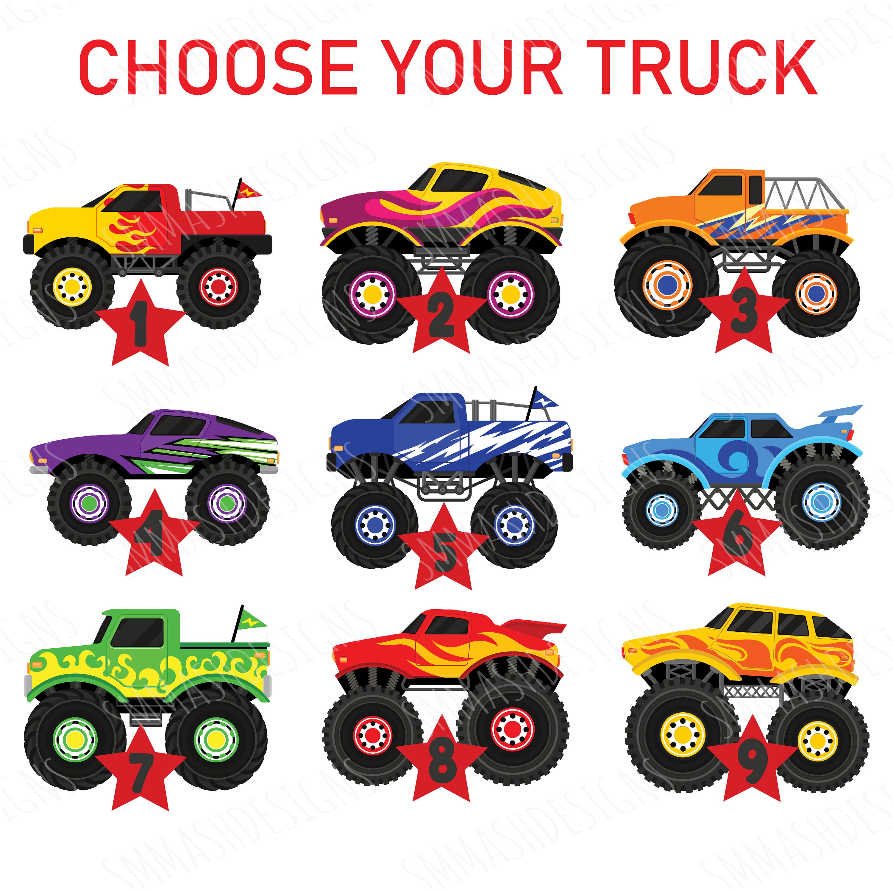Personalised Name Monster Truck Printable Wall Art Digital Download ...
