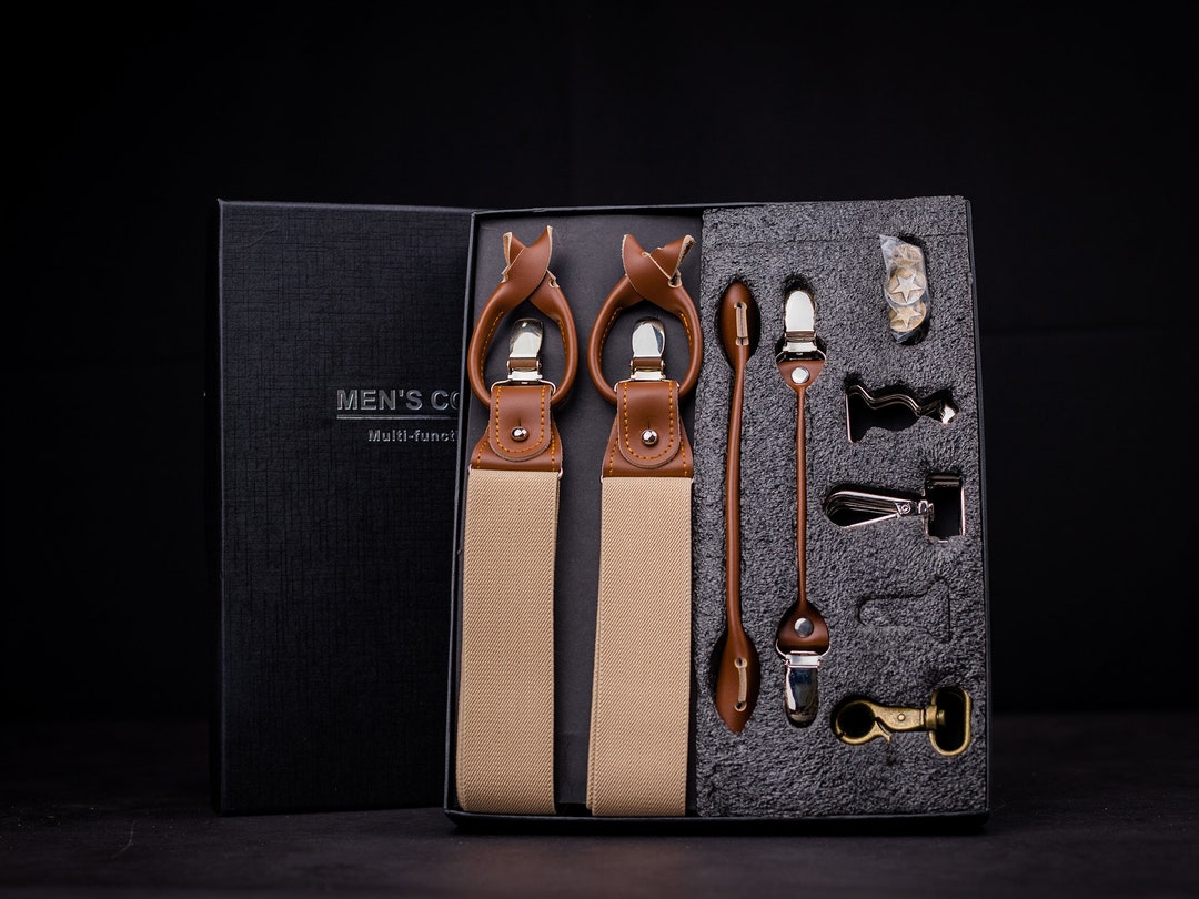 Personalized Leather Suspenders, Button and Clip Suspender for Men ...