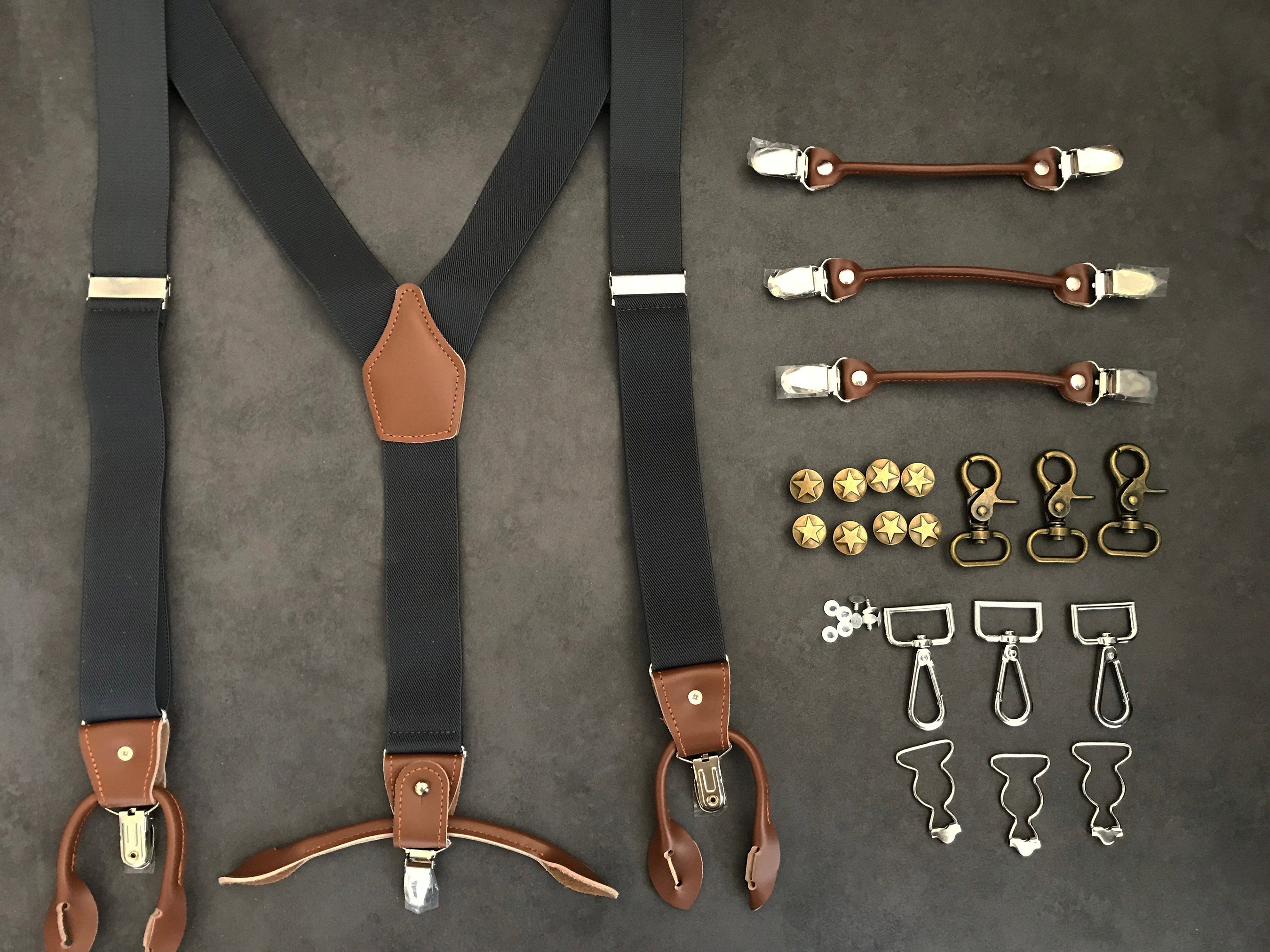 Personalized Leather Suspenders, Button and Clip Suspender for Men ...
