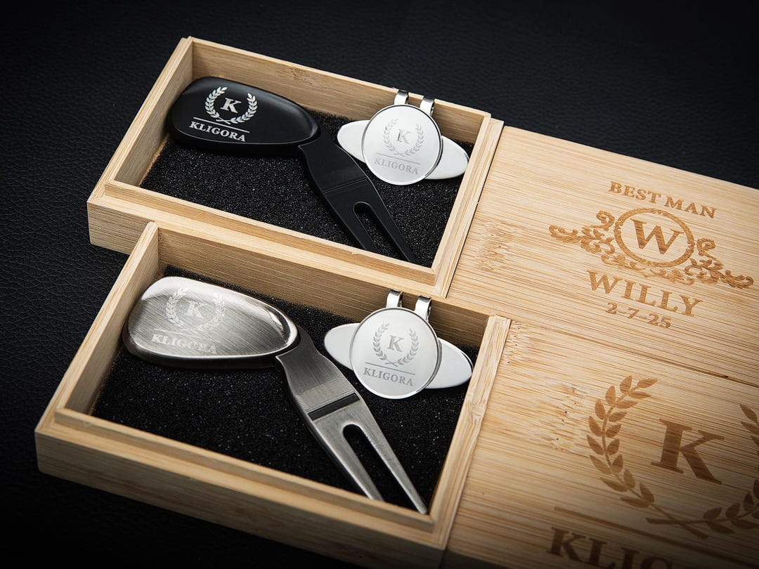 Personalized Divot Tool Set, Golf Ball Marker Set, Engraved Hat Clip ...