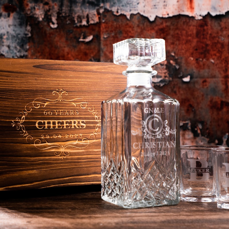 Personalized Decanter Set Logo - Etsy UK