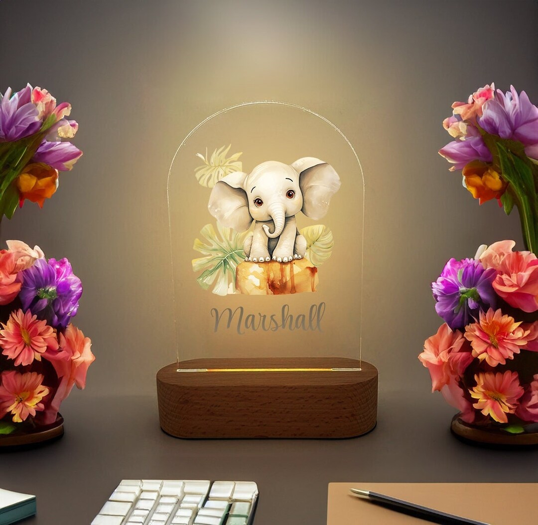 Personalised Night Light Baby Gift - Custom Name Nursery Decor Night ...