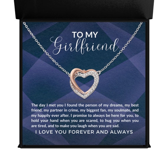 GIRLFRIEND Gift Jewelry Twin Flames Interlocked Hearts Necklace for Her Boyfriend Gift Beautiful Elegant Heart Necklace From Him or Her Etsy