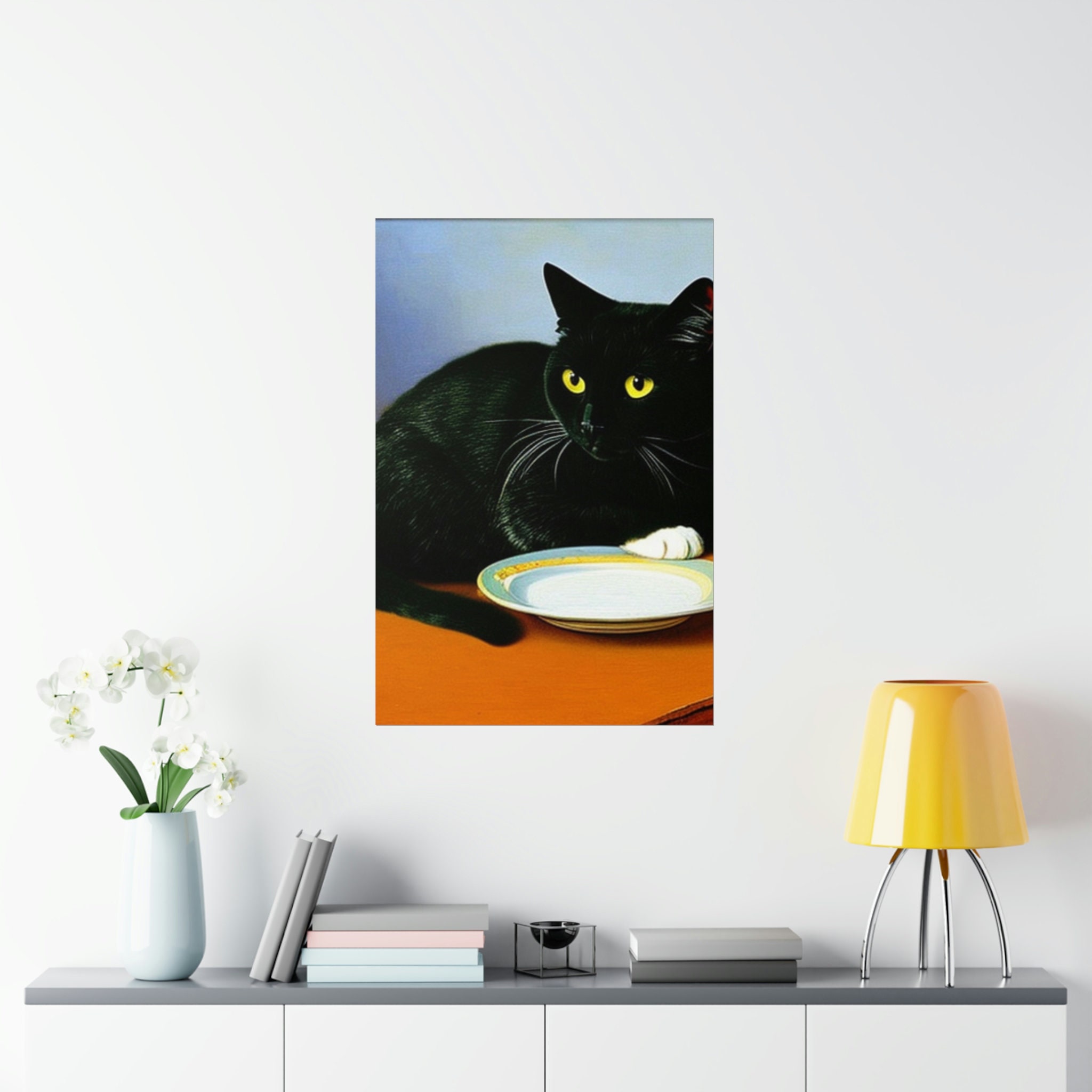 Schwarze Katze Kunstdruck, Katze Liebhaber Geschenk, Katze Wandkunst ...
