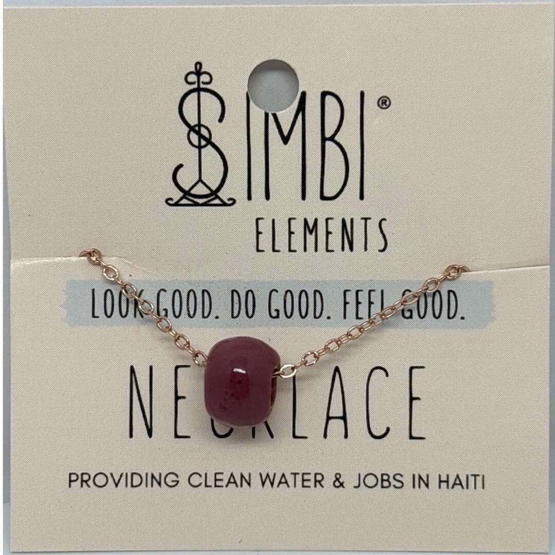 SIMBI Elements Rose Gold Tone Chain Necklace Clay Bead Handmade Haiti ...
