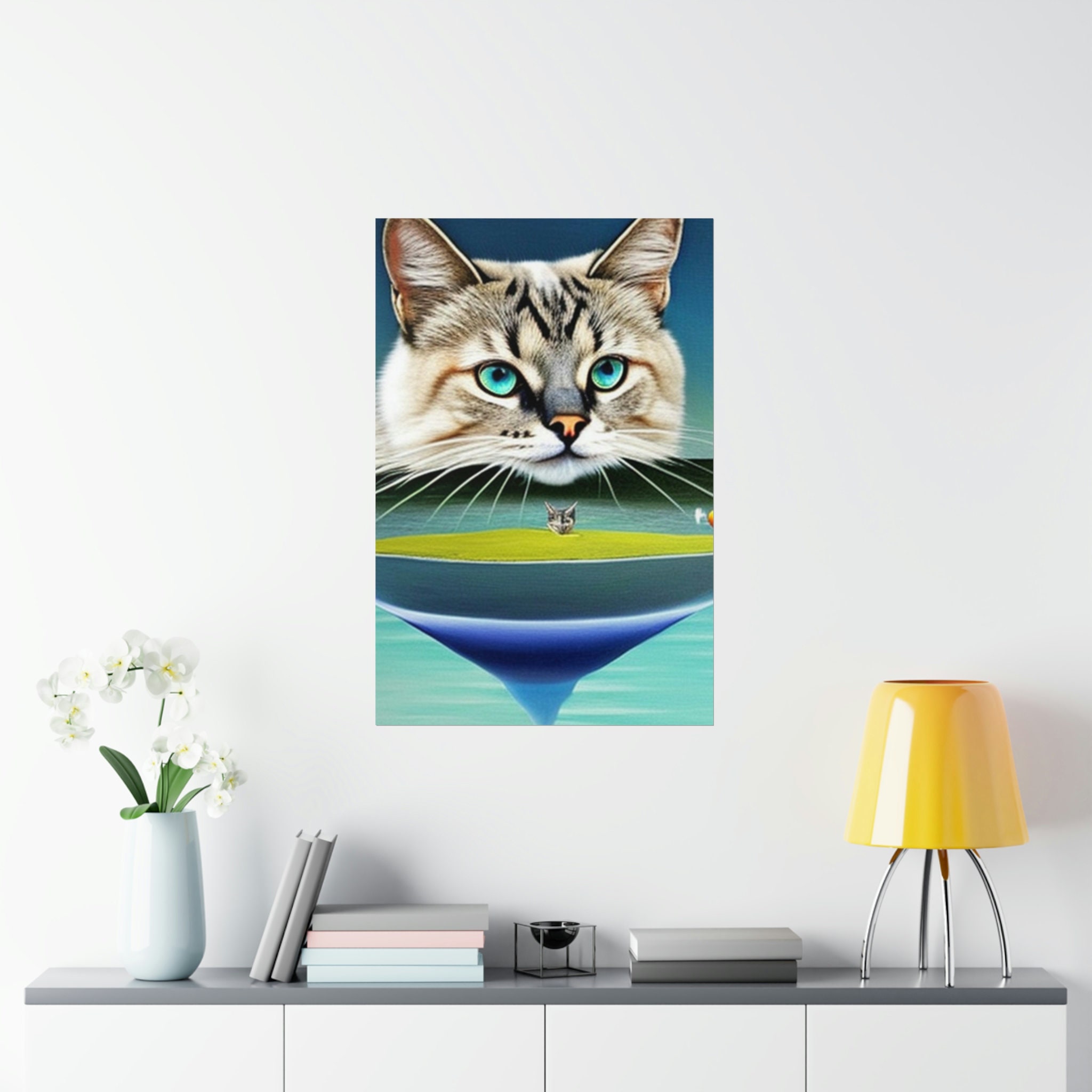 Cat Art Print, Cat Lover Gift, Cat Wall Art, Funny Cat Poster, Surreal ...