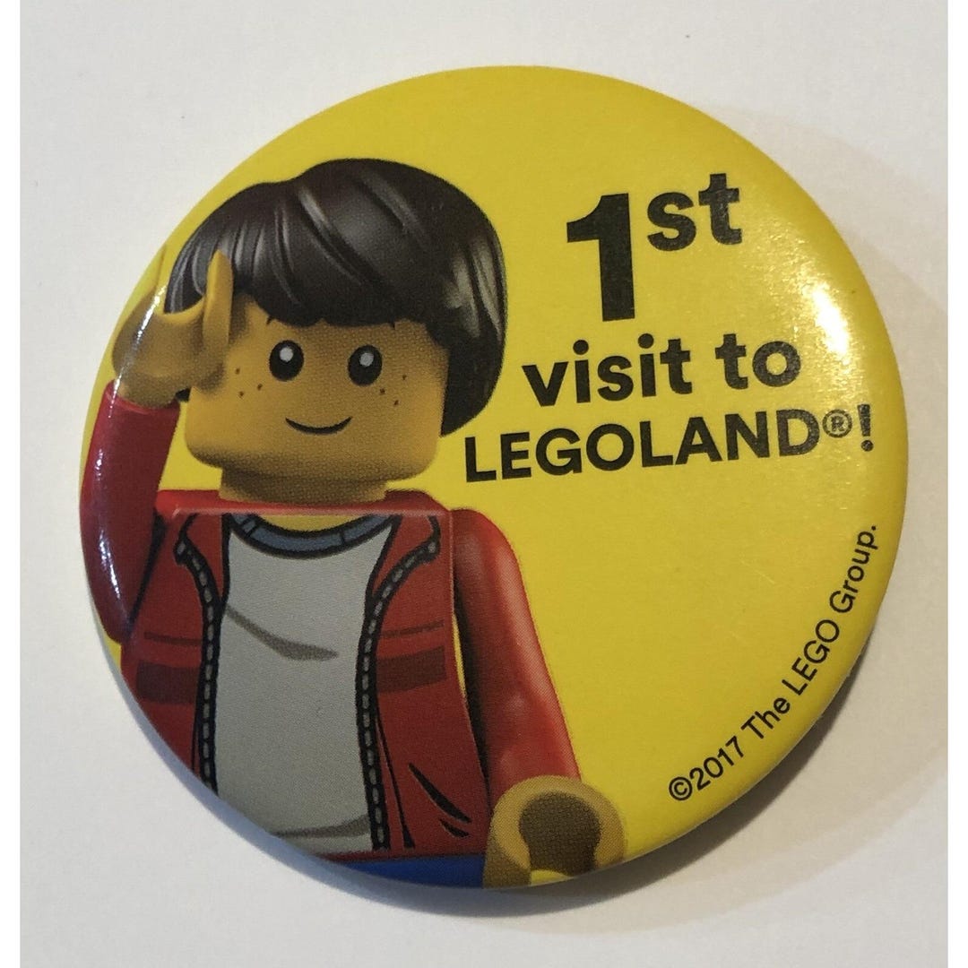1st Visit to Legoland Button Pin Lego Theme Amusement Park 2017 First ...