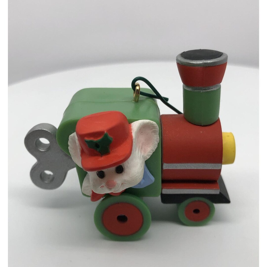 Vintage 1985 Hallmark Cards Engineering Mouse Train Ornament 2 ...