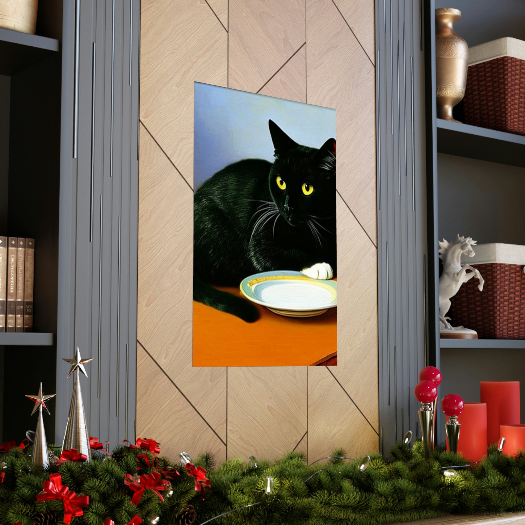 Schwarze Katze Kunstdruck, Katze Liebhaber Geschenk, Katze Wandkunst ...