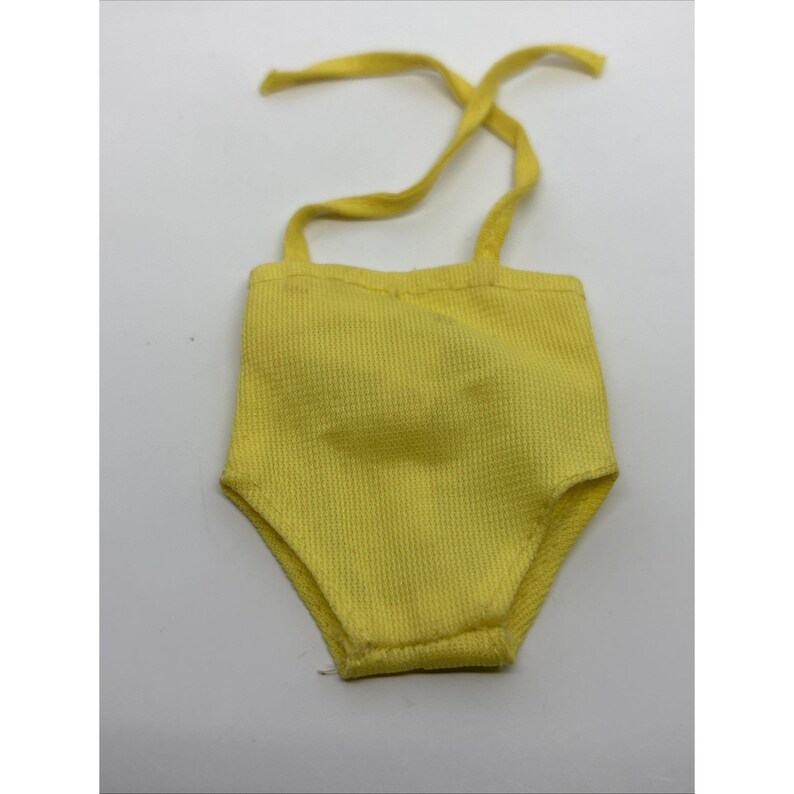 Vintage Barbie Bathing Suit Yellow With Snap and Shoulder Ties - Etsy