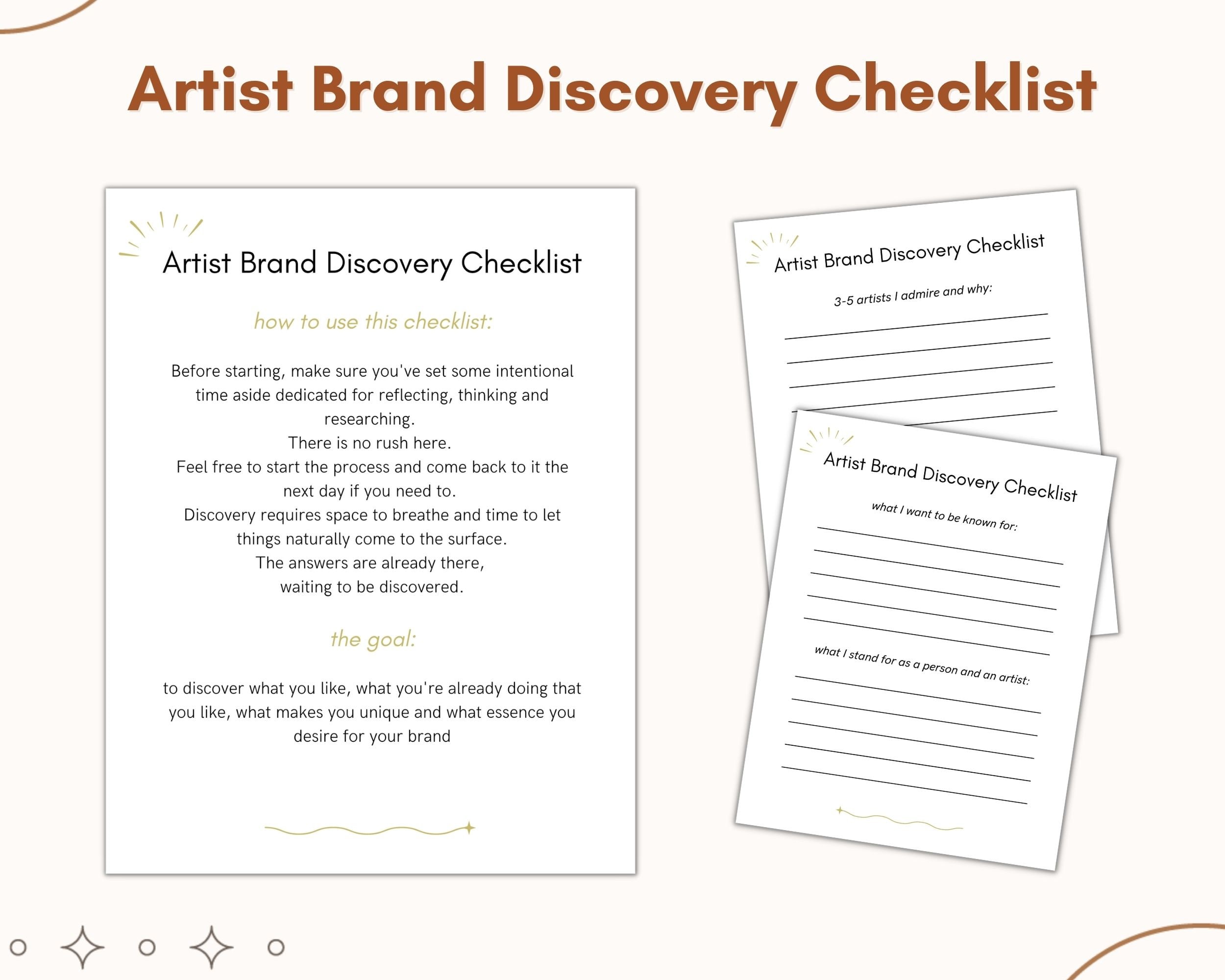 Artist Brand Discovery Checklist | Personal Brand Questionnaire ...