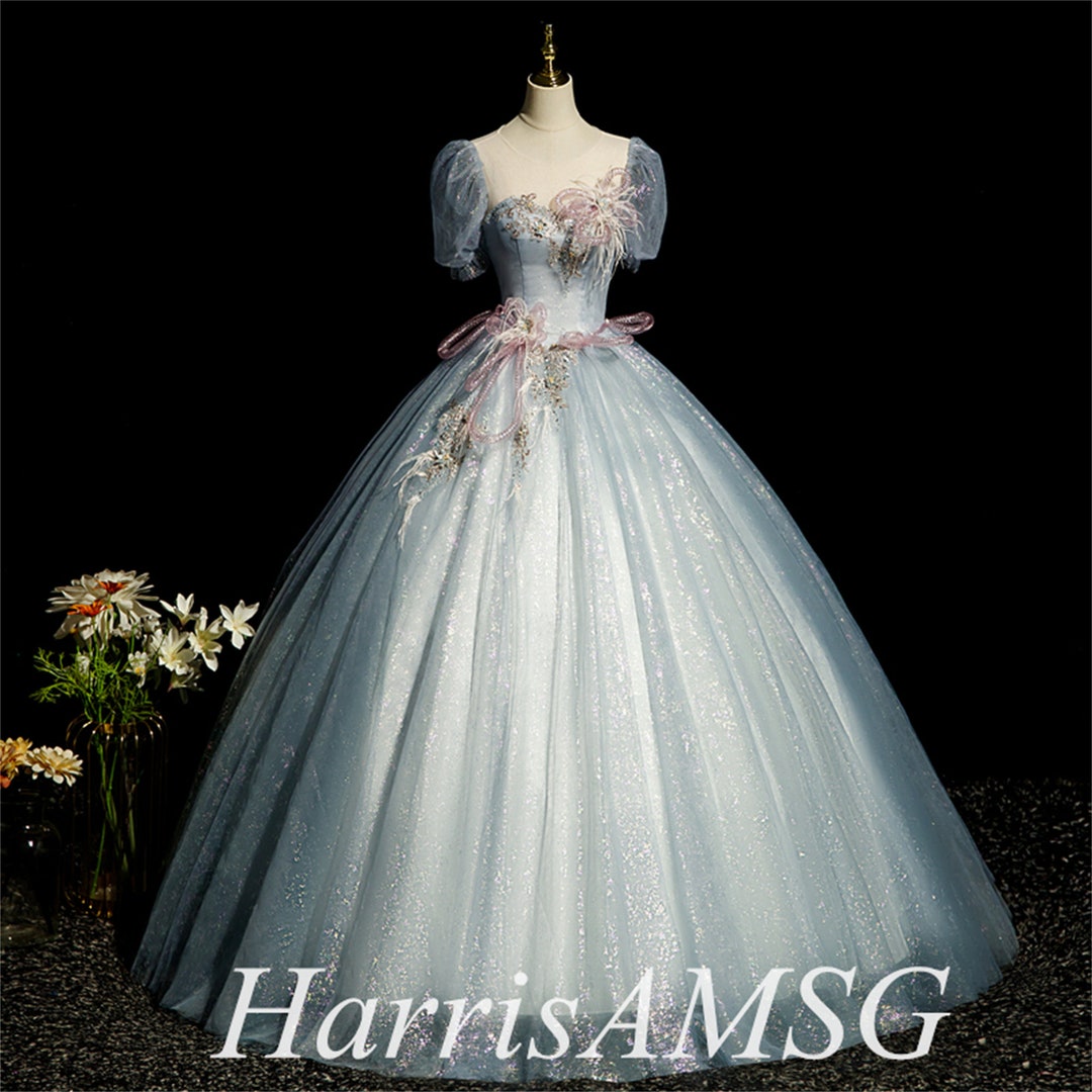 Grey Blue Sparkling Dress Fairy Prom Dress Formal Party Dress - Etsy