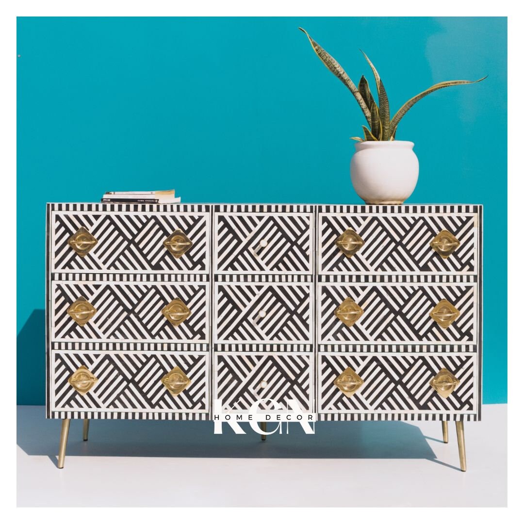 Bone Inlay 9 Drawer Dresser ,bone Inlay Sideboard , Bone Inlay Chest of ...