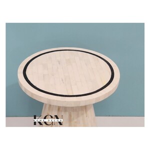 Bone Inlay Side Table , Round Side Table , Bone Inlay End Table , Bone ...