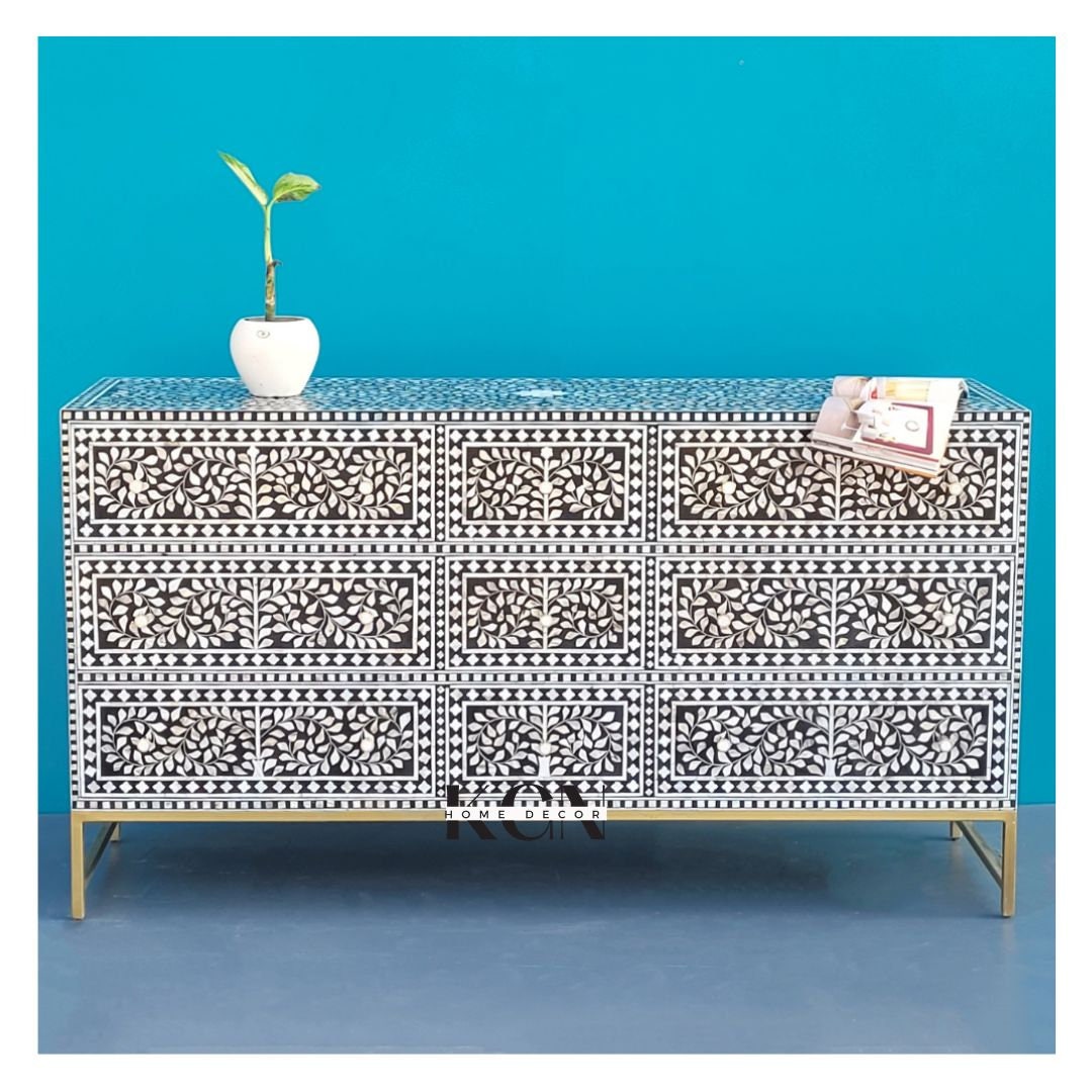Bone Inlay 9 Drawer Dresser ,bone Inlay Sideboard , Bone Inlay Chest of ...