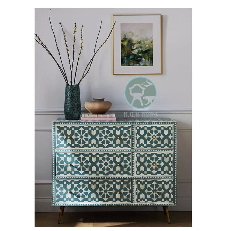 Bone Inlay Moroccan Six Drawer Dresser Bone Inlay Cabinet - Etsy