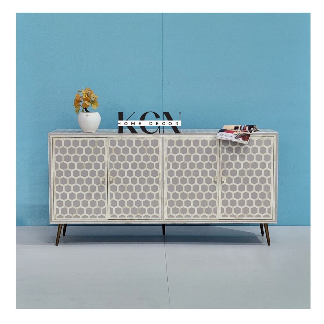 Bone Inlay Optical Console Table , Bone Inlay Media Console , Bone ...