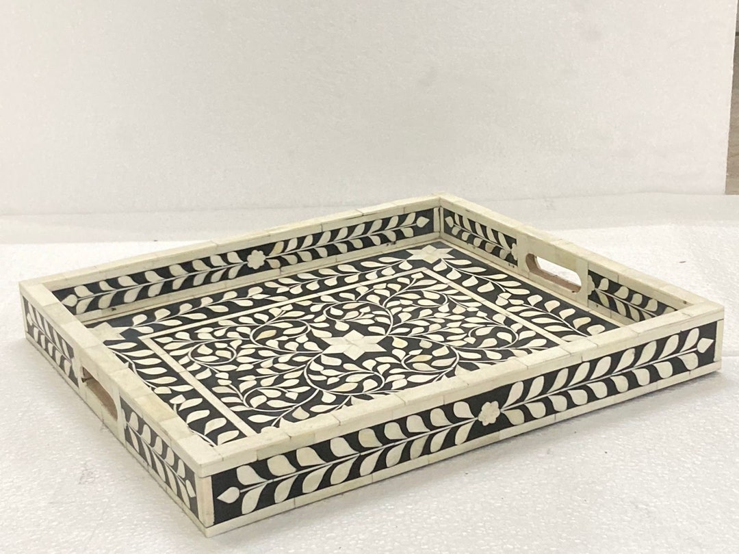 Bone Inlay Tray , Bone Inlay Serving Tray , Bone Inlay Floral Tray ...