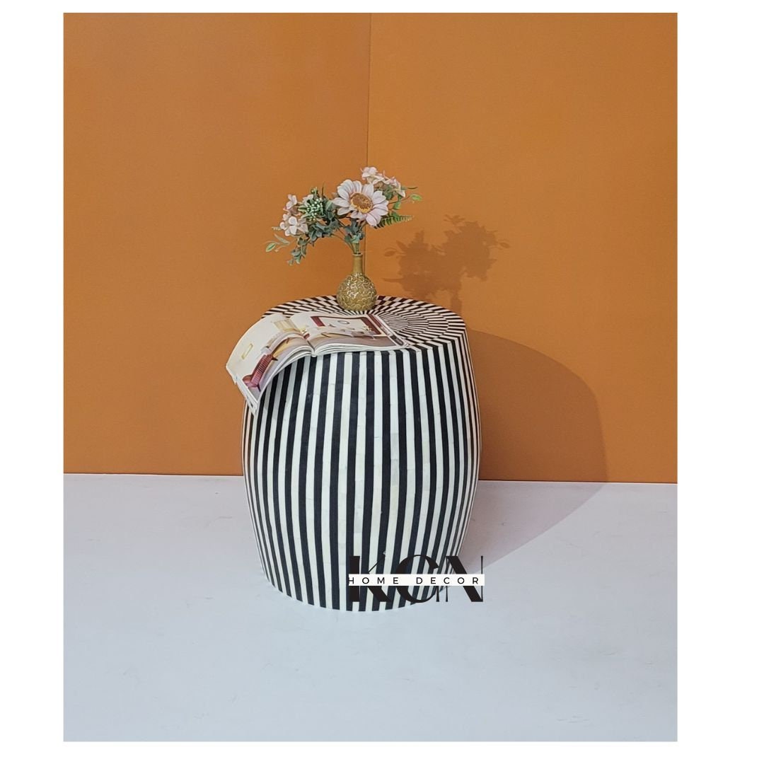 Bone Inlay Round Side Table , Bone Inlay End Table , Bone Inlay Round ...