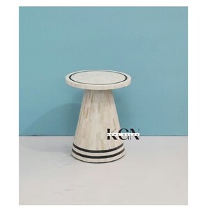 Bone Inlay Side Table , Round Side Table , Bone Inlay End Table , Bone ...