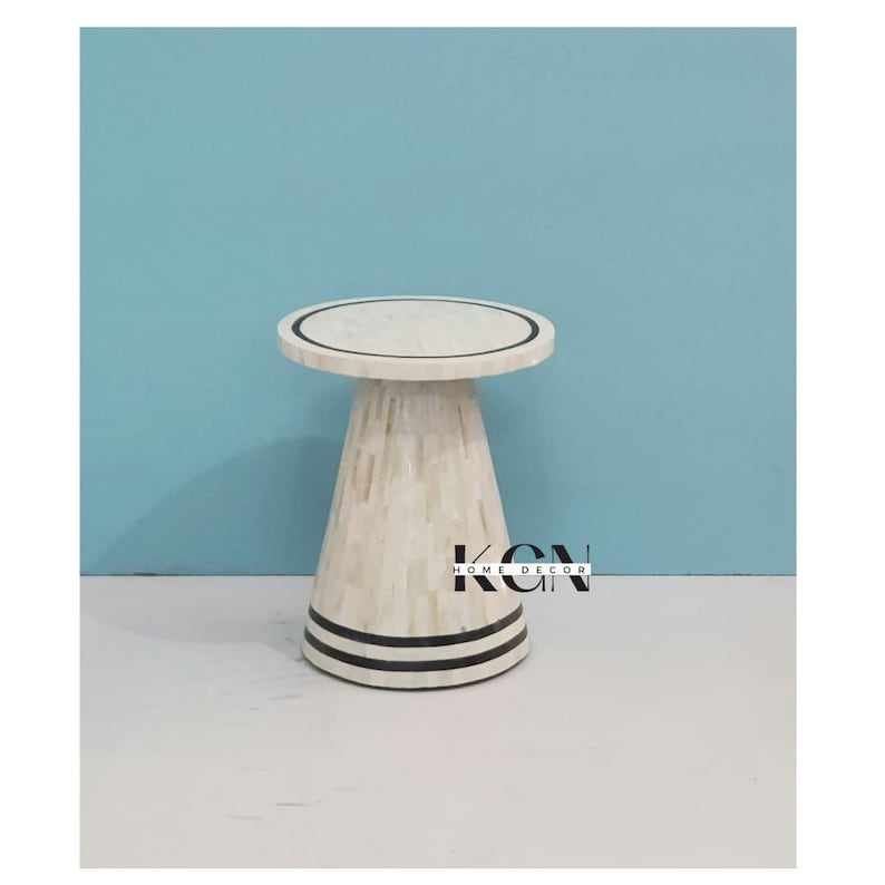 Bone Inlay Side Table , Round Side Table , Bone Inlay End Table , Bone ...