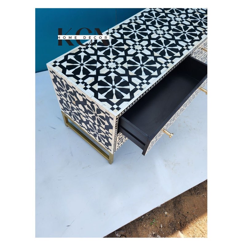 Bone Inlay Floral Design Media Console Bone Inlay - Etsy