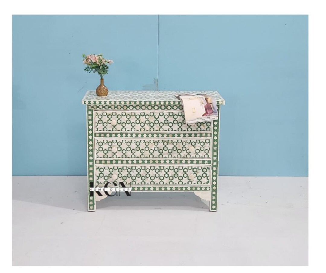 Bone Inlay Cabinet , Bone Inlay 3 Drawer Dresser , Bone Inlay Floral ...