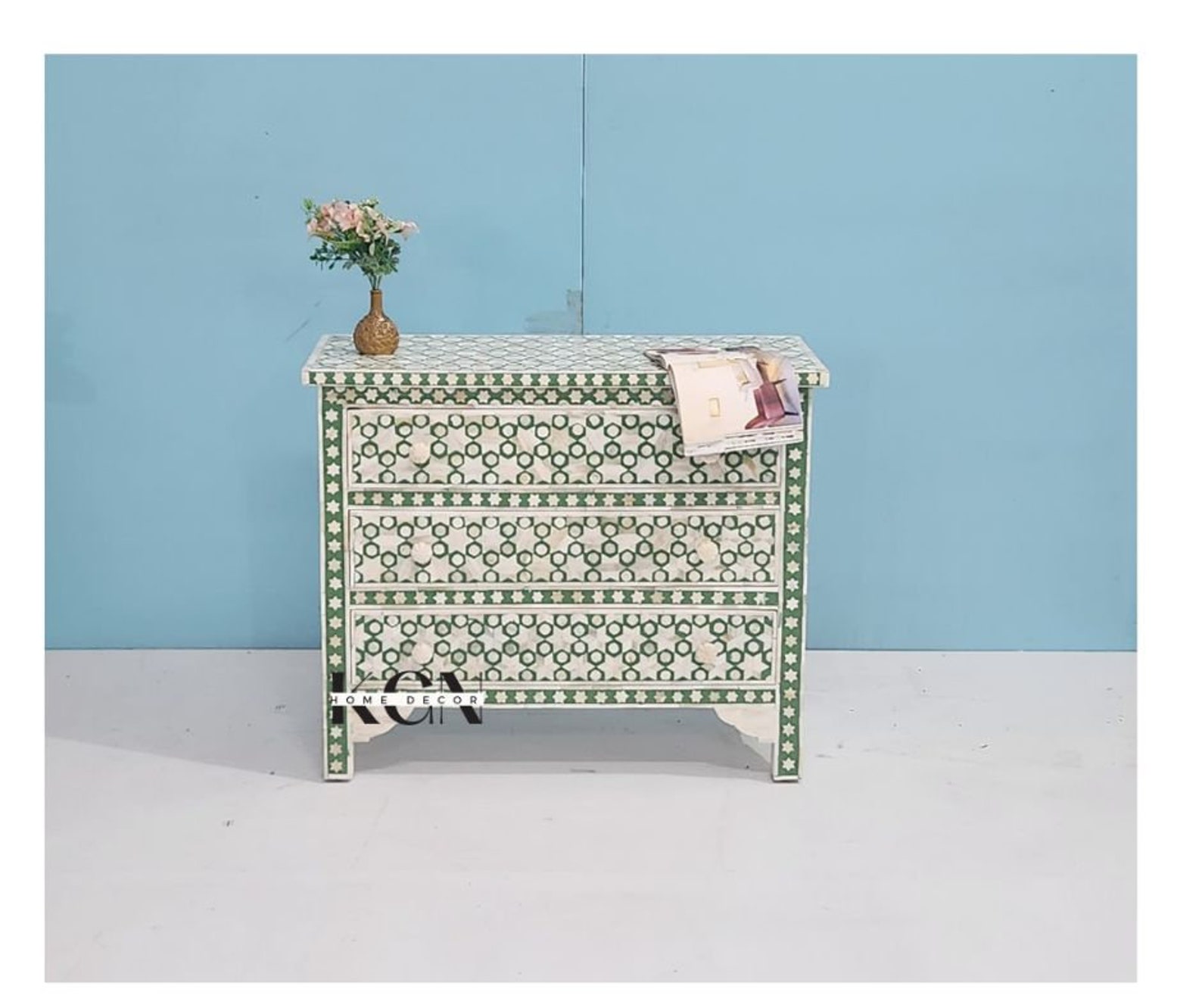 Bone Inlay Cabinet , Bone Inlay 3 Drawer Dresser , Bone Inlay Floral ...