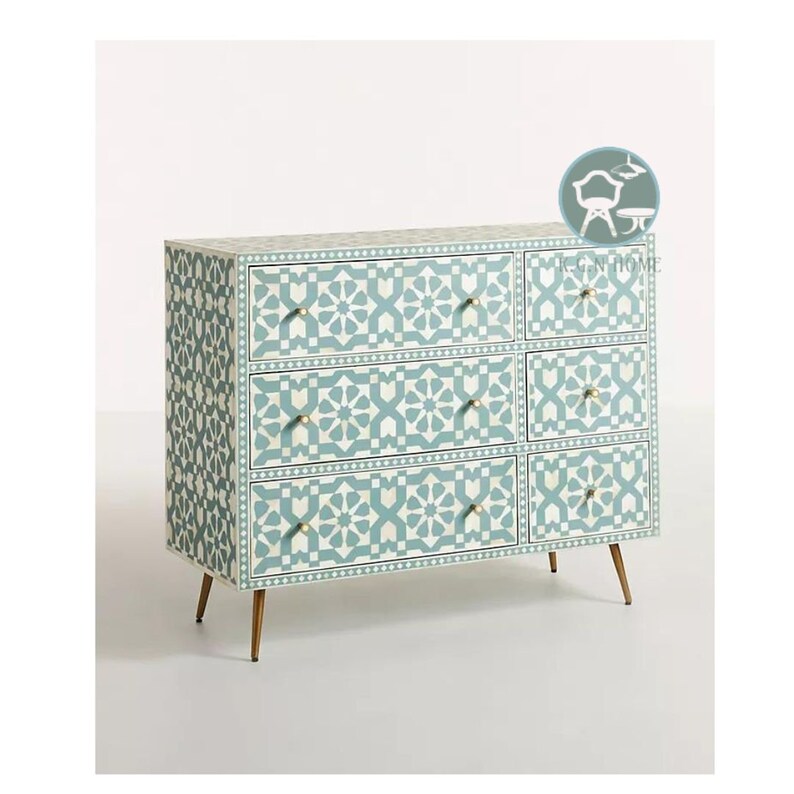 Bone Inlay Moroccan Six Drawer Dresser Bone Inlay Cabinet - Etsy