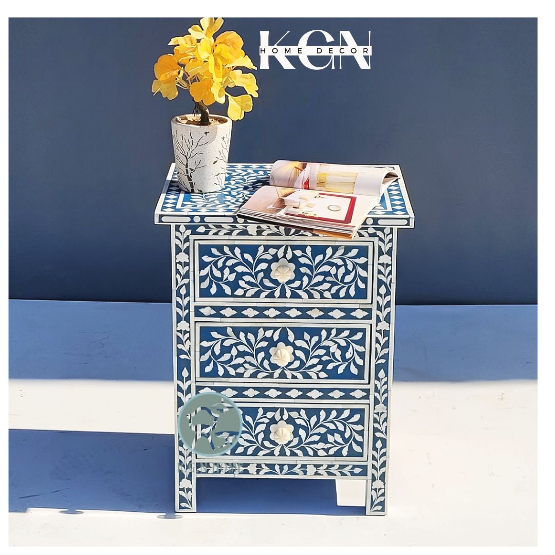 Bone Inlay Bedside Table , Bone Inlay End Table , Bone Inlay Furniture ...