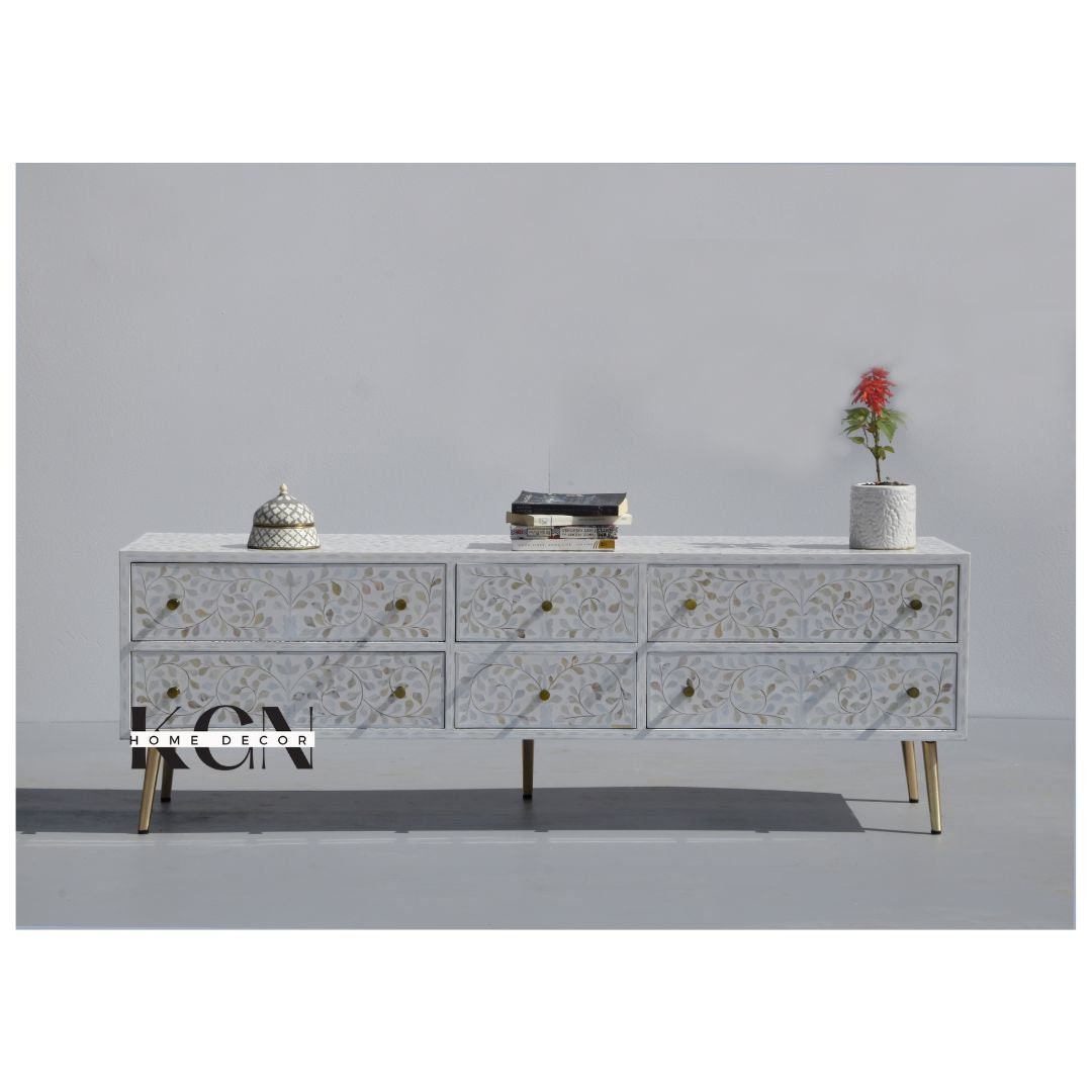 Mother of Pearl Inlay Media Console , MOP Inlay Media Cabinet , MOP ...