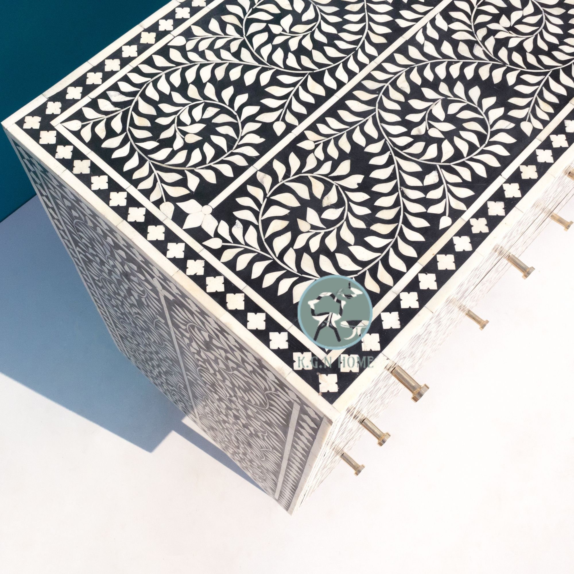 Bone Inlay Chest of 9 Drawers Bone Inlay Black Dresserbone - Etsy