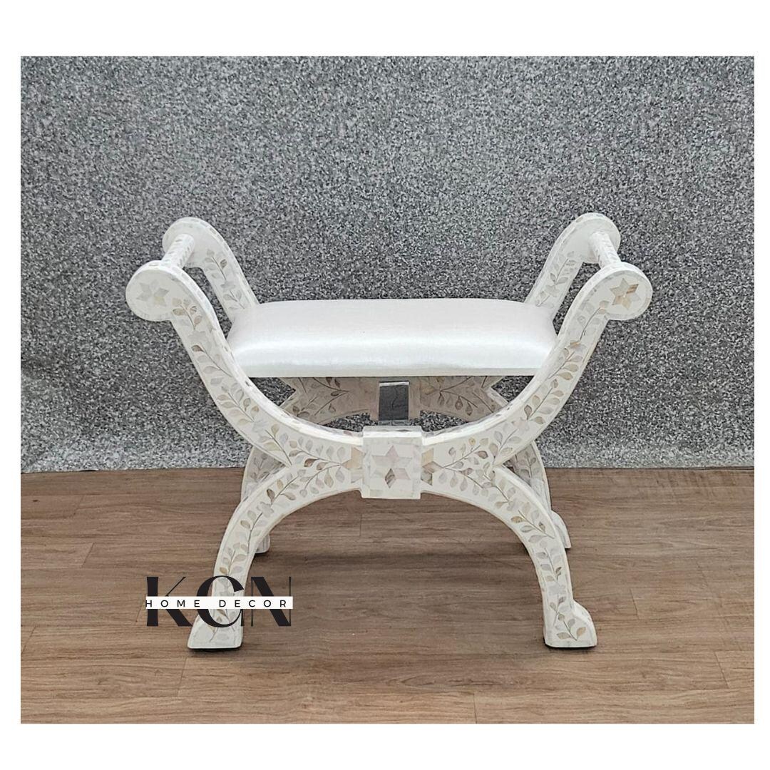 Mother of Pearl Inlay Roman Chair, Mop Inlay Roman Stool , Bone Inlay ...
