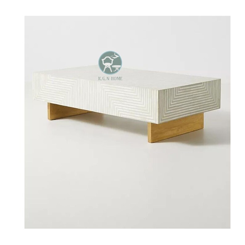 Bone Inlay Striped Coffee Table Bone Inlay Furniture Bone - Etsy