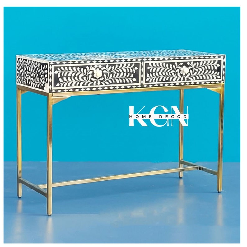 Bone Inlay Console Table , Bone Inlay Work Desk , Laptop Table ,floral ...