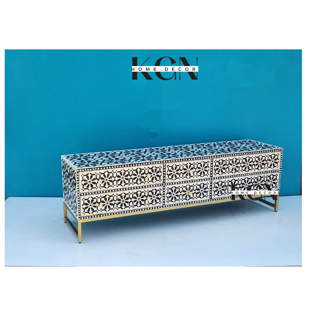 Bone Inlay Floral Design Media Console Bone Inlay - Etsy