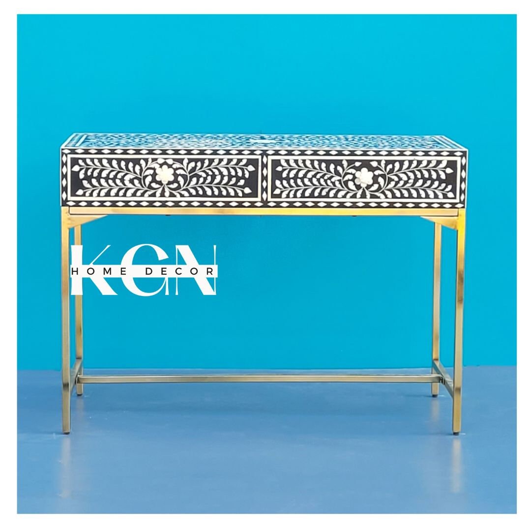 Bone Inlay Console Table , Bone Inlay Work Desk , Laptop Table ,floral ...