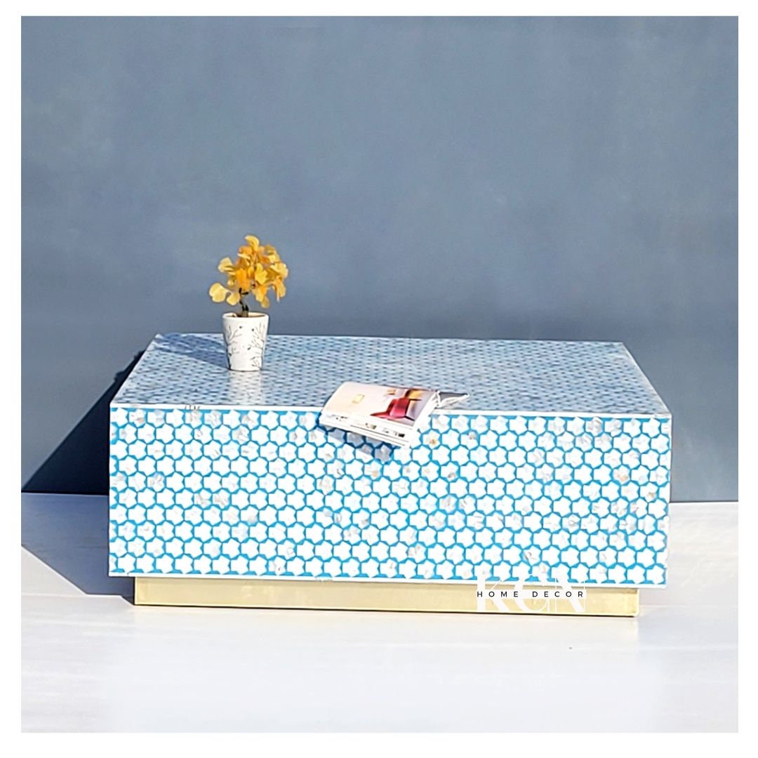 Mother of Pearl Inlay Coffee Table , MOP Inlay Center Table , Bone ...