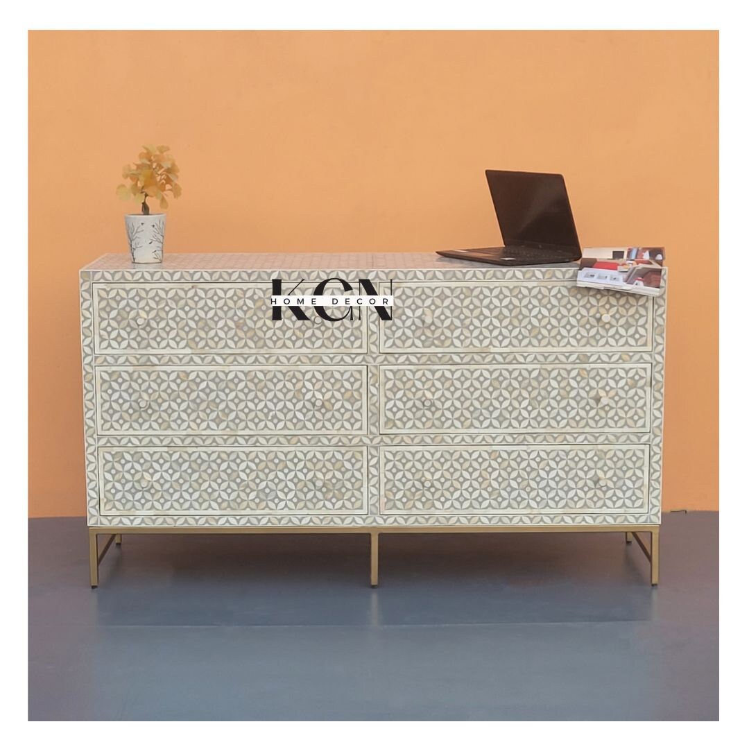 Bone Inlay 6 Drawer Dresser ,bone Inlay Sideboard , Bone Inlay Chest of ...