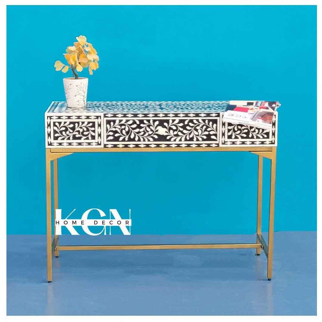 Bone Inlay Console Table , Bone Inlay Work Desk , Laptop Table ,floral ...