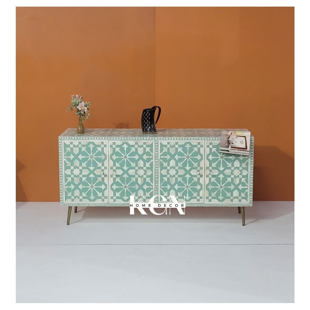 Bone Inlay Moroccan Console Table , Bone Inlay Media Console , Bone ...