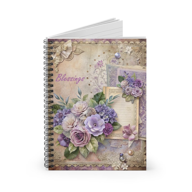 Vintage Lilac Floral Gratitude Journal: Wire-bound Notebook - Etsy UK