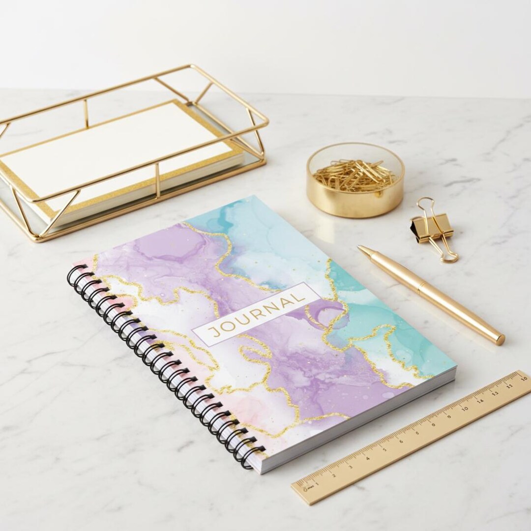 Watercolor Marble Journal Spiral Notebook | Ruled Lined Notebook - Etsy
